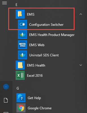 EMIS Web Configuration Switcher
