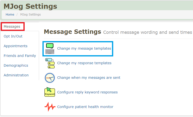 How do I change the message wording